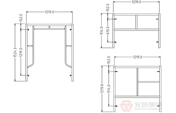 Frame scaffolding standard size chart
