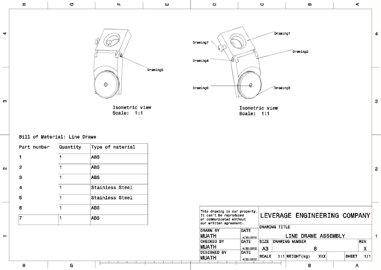 LEVERAGE ENGINEERING COMPANY: Product Drawings