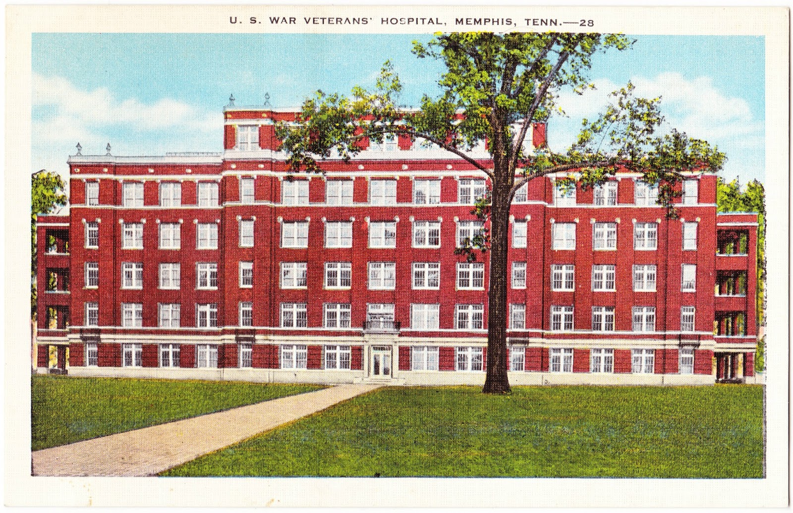 Papergreat: Old postcard: U.S. Veterans Hospital 88 in Memphis