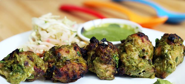 Hot and Spicy Green Chicken Kebab- Indian Style