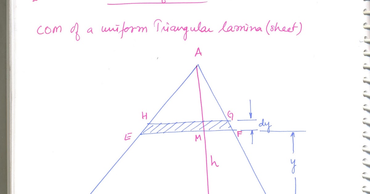 Center of Mass of a Uniform Triangular Lamina/Sheet