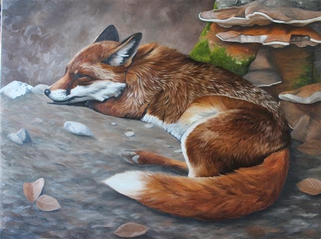 Clive Meredith Wildlife Art: Fox painting resumed