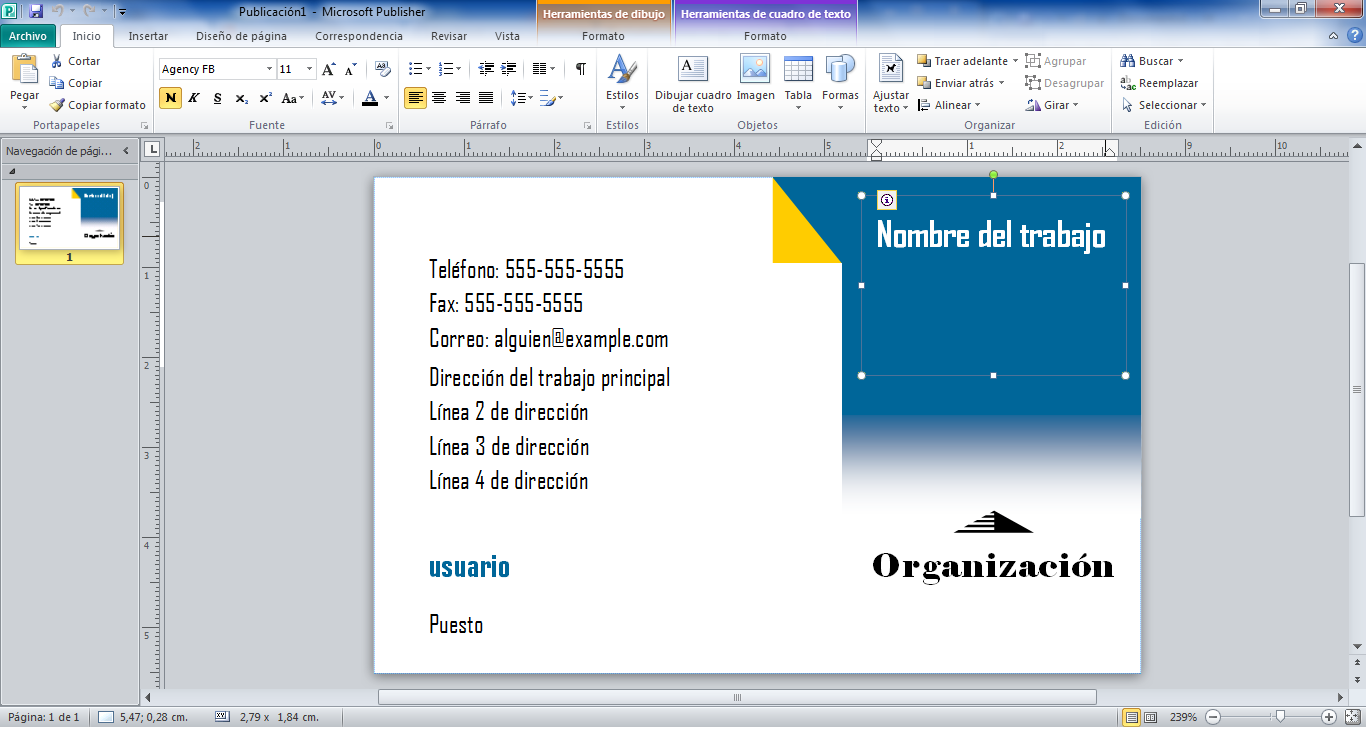 creación de una tarjeta de presentación en publisher: creación de una ...