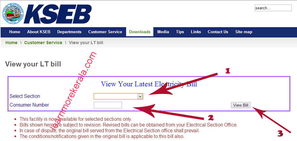 Kerala State Electricity Board (KSEB) Online Bill View