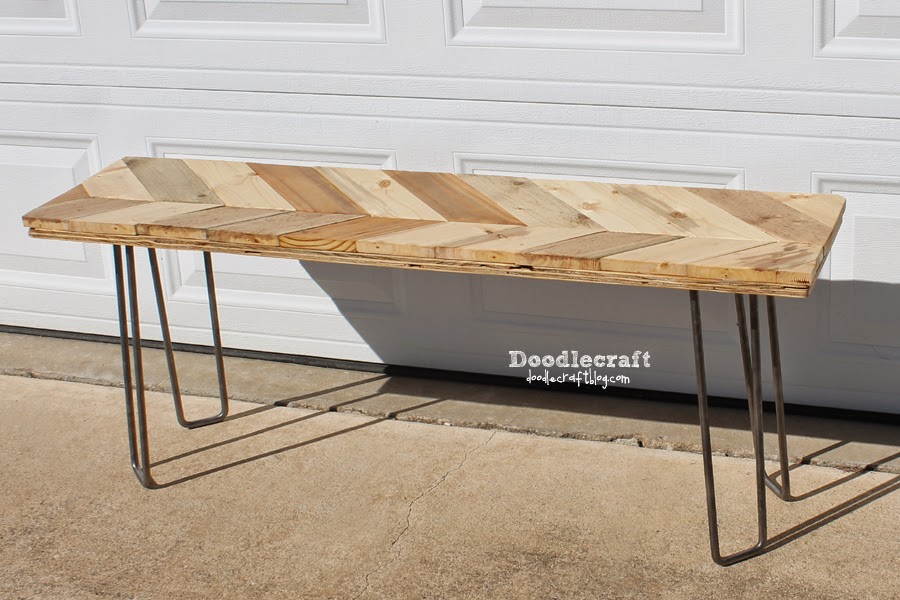 Chevron Bench with Hairpin Legs!!!!!!!
