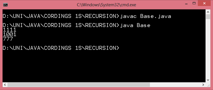 Base converting program in Java