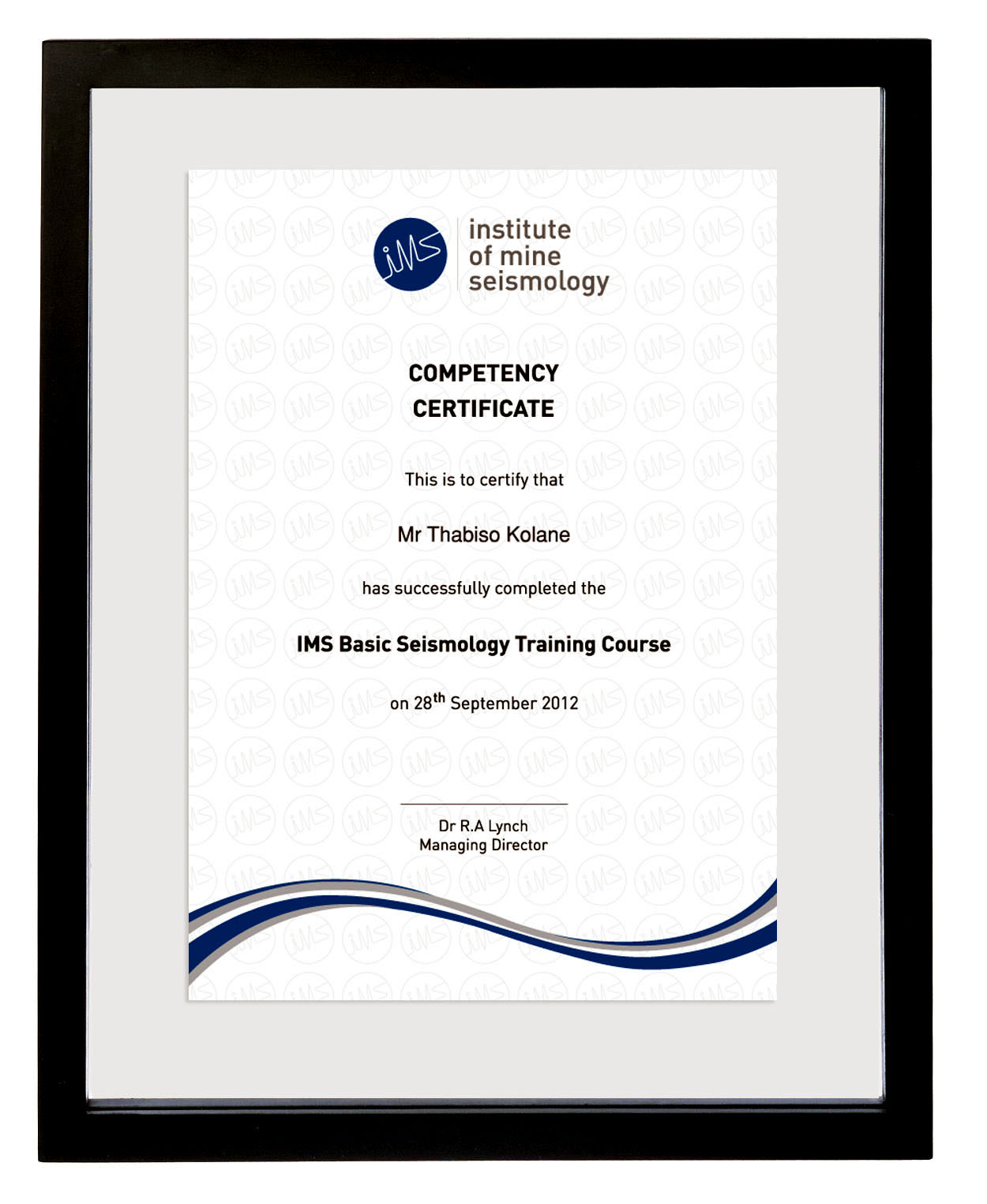 Dorian Britton: IMS Competency Certificate (with border & without)
