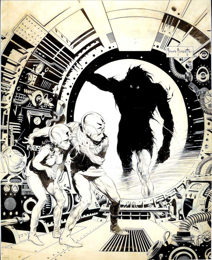 Frank Frazetta original art - Famous Funnies #213 cover - Pencil Ink