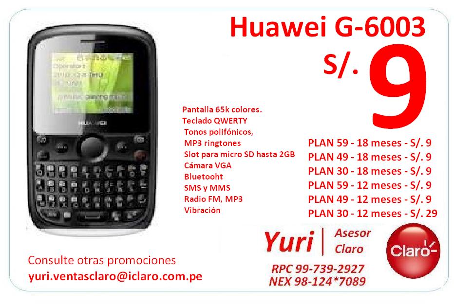 YURI VENTAS CLARO: PLANES SMART MESSAGYNG - HUAWEI G6003