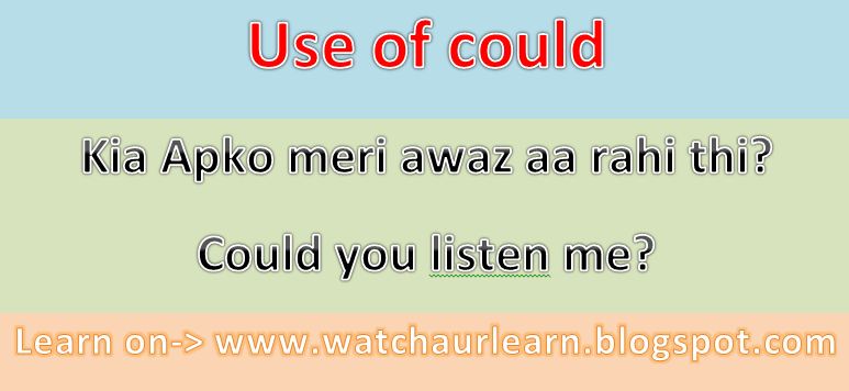 Use of Could Learn english grammar with easy way ~ Watch And Learn