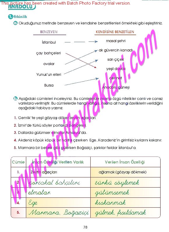 6.Sinif Turkce MEB Yayinlari Ogrenci Calisma Kitabi Sayfa 78 - Ders ...