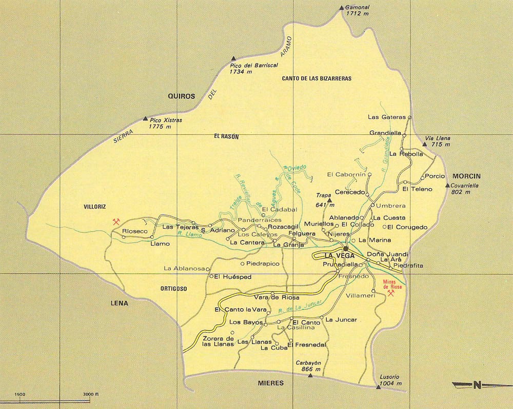 Mapa del Concejo de Riosa | Así ye Asturias