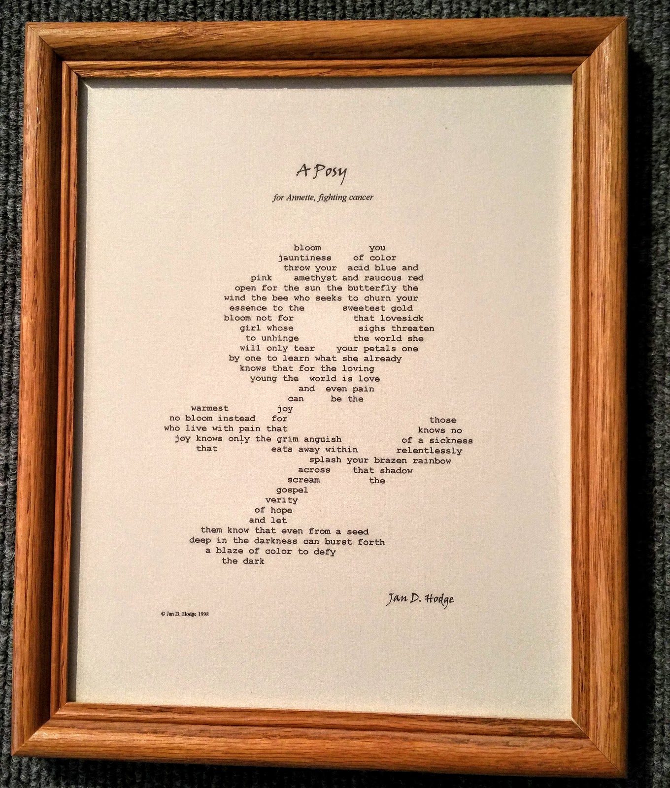 History and Culture by Bicycle: Jan D. Hodge: Shaped Poems, A Posy