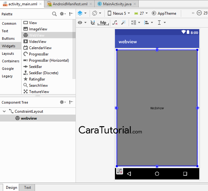 Tutorial Membuat Aplikasi Web di WebView Android Studio - caratutorial.com Tutorial Membuat Aplikasi Web di WebView Android Studio - caratutorial.com