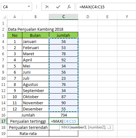 Belajar Microsoft Excel : Rumus Dasar - SUM, MAX, MIN, AVERAGE