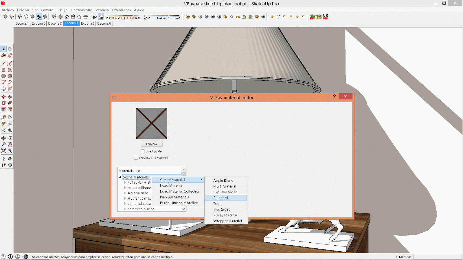 Renderizar con VRay 2.0 para SketchUp: Acero Mate