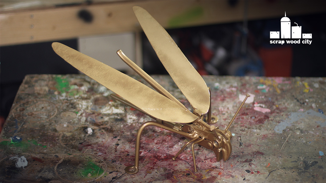 scrap wood city: How to make a DIY metal grasshopper sculpture