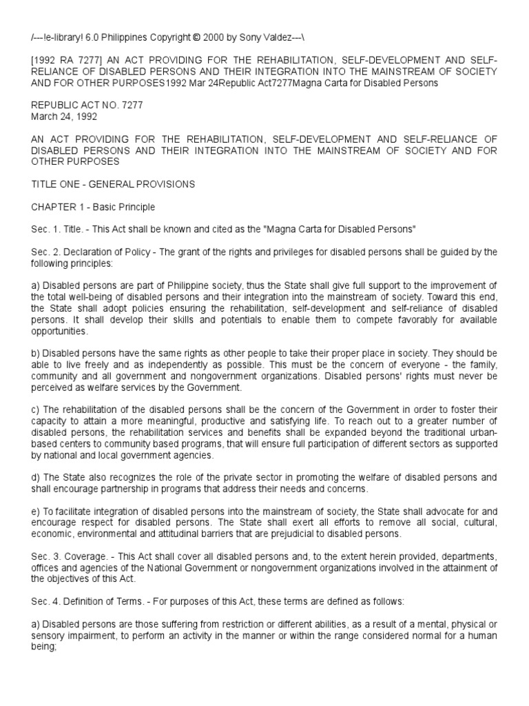 ra 7277 - philippin news collections