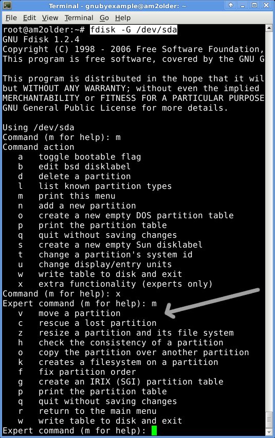 GnuByExample: move / resize partitions - the zero cost way GnuByExample: move / resize partitions - the zero cost way