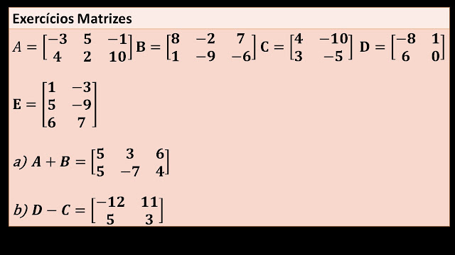 Sacotelo : Exercícios: adição e subtração de matrizes