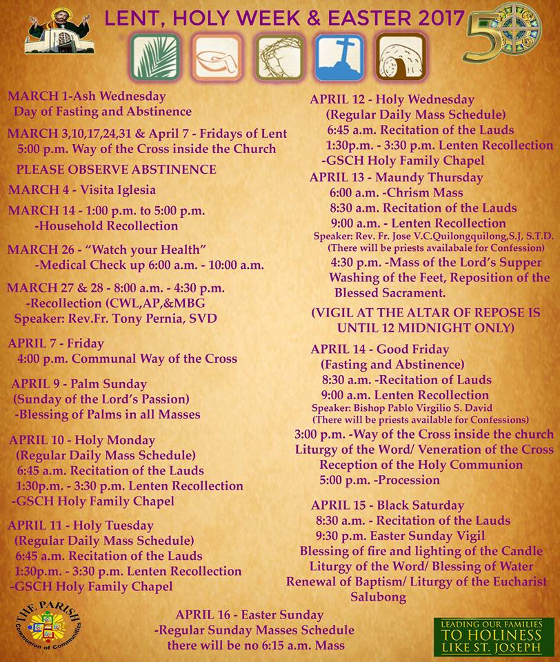 Manila Shopper: Holy Week & Lenten 2017 Church Activities