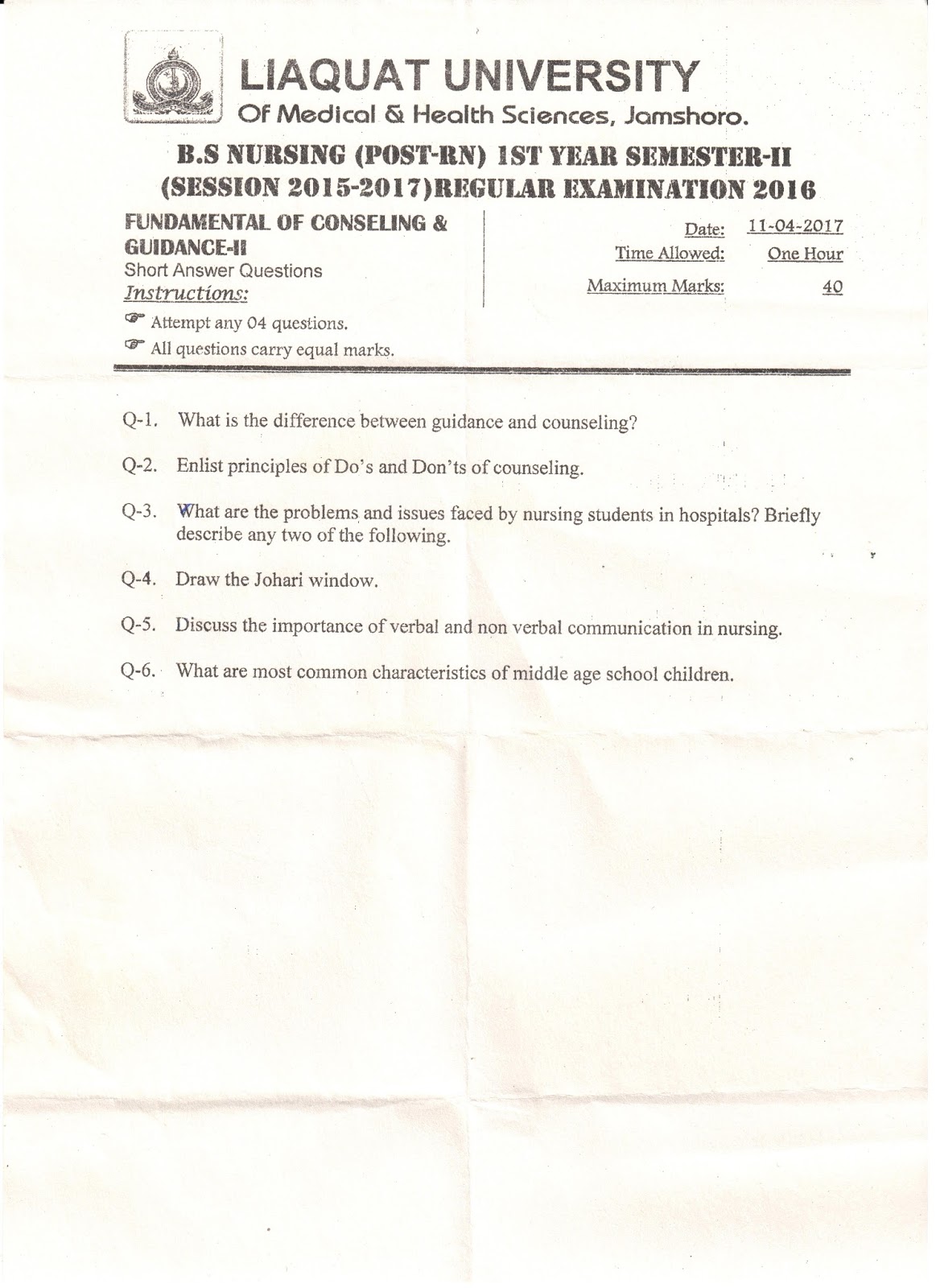 BSN Past Papers Semester 2