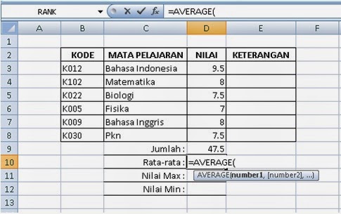 Belajar Excel: Mencari nilai rata-rata (average)