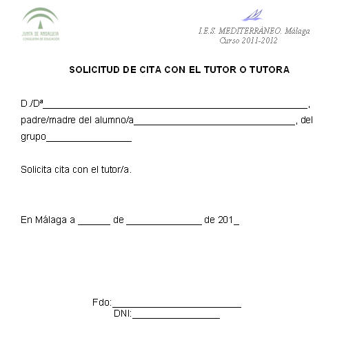 TUTORÍA 4ºA BIOMED: Solicitud de cita con el tutor