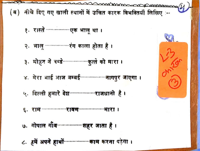 Hindi Grammar Work Sheet Collection for Classes 5,6, 7 & 8: Cases or ...