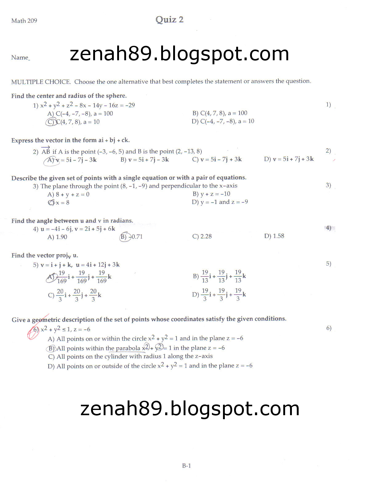 teCh-89: All Quizzes Calculus Three (III) - Math 209