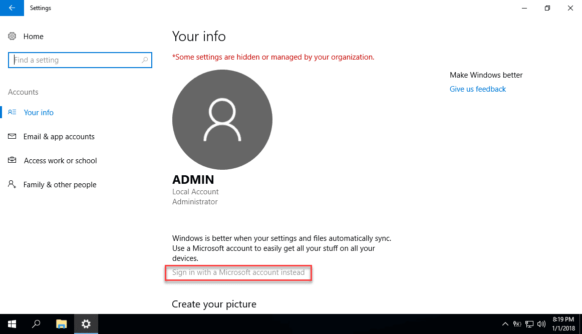 Chặn người dùng thêm tài khoản Microsoft mới trong Windows 10