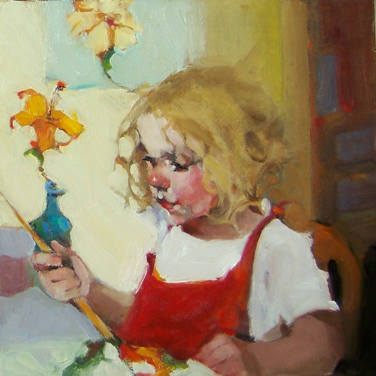 Kim Roberti Art Gallery: "Budding Artist" Kim Roberti's 6"x6" original ...