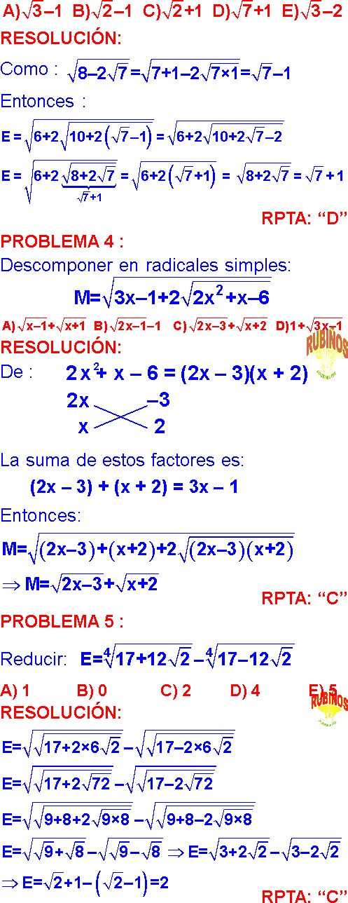 RADICALES DOBLES A SIMPLES PROBLEMAS RESUELTOS PDF