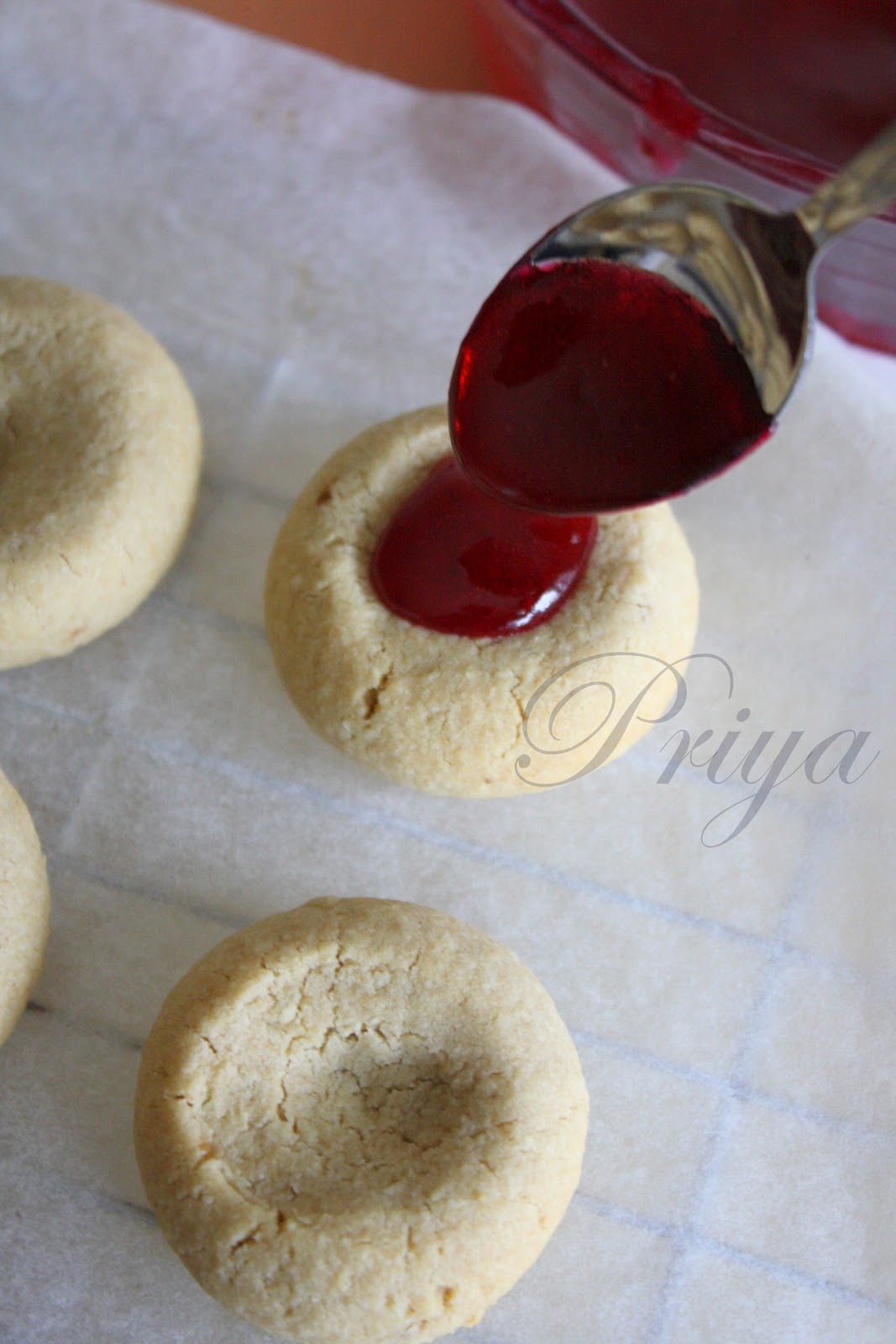 Cook like Priya: Thumbprint Cookies | Eggless Almond Wheat Cookies with ...