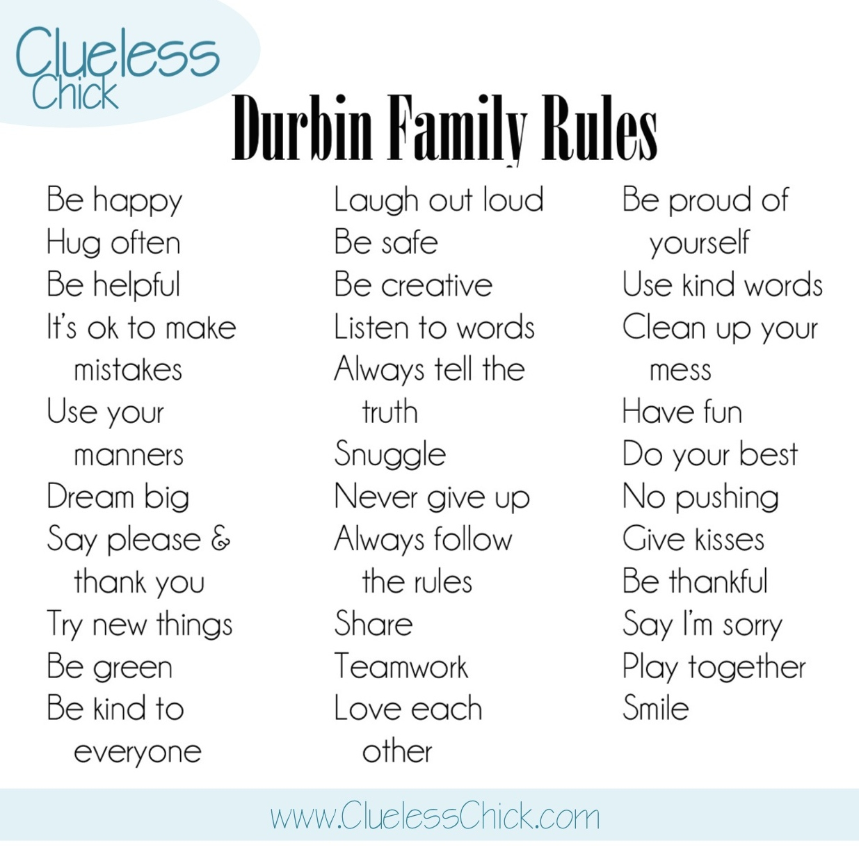 The Clueless Chick: How to Create Your Own Family Rules