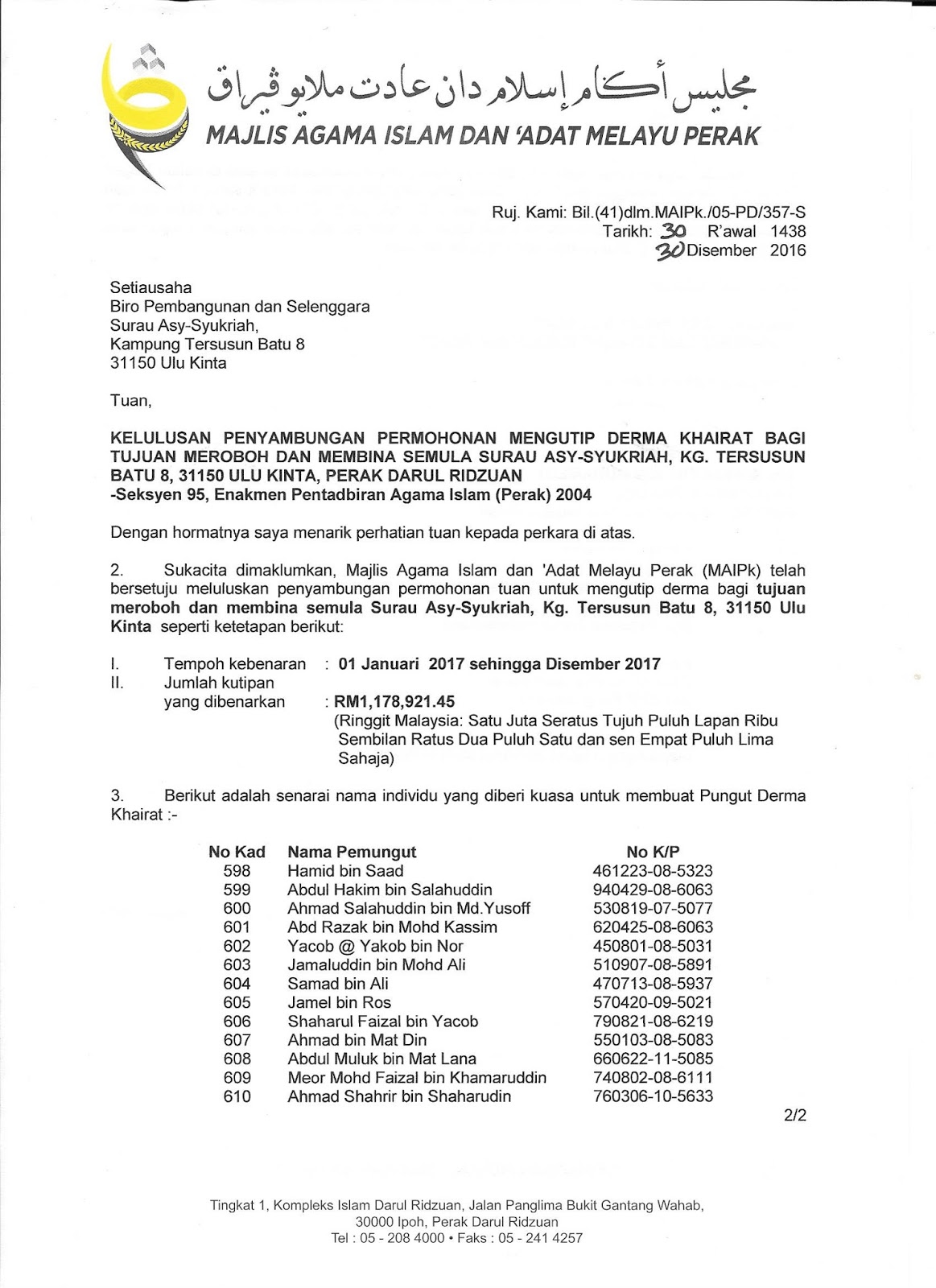 BIRO PEMBANGUNAN & PENYELENGGARAAN SURAU ASY-SYUKRIAH: KELULUSAN ...