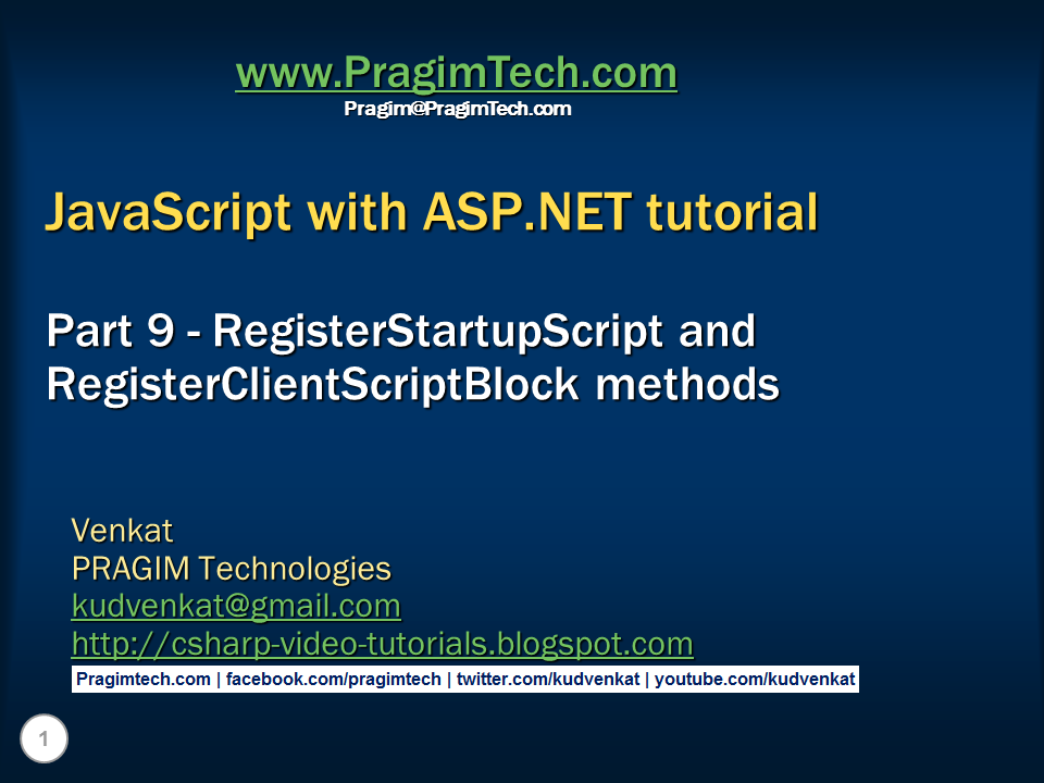 Sql server, .net and c# video tutorial: RegisterStartupScript and ...