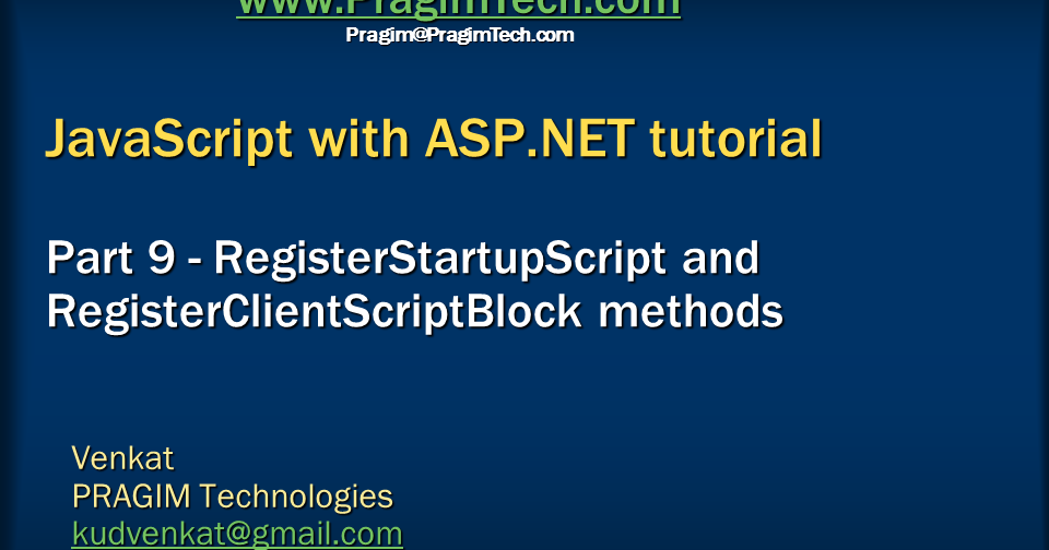 Sql server, .net and c# video tutorial: RegisterStartupScript and ...