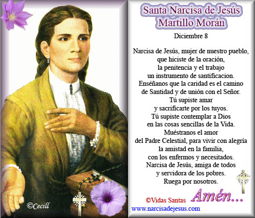 Santidad Ecuador: Estampita y Oración a Santa Narcisa de Jesús