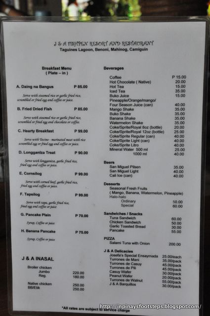 In Pinay's Tummy: TASTE OF CAMIGUIN: J AND A FISHPEN LAGOON RESTAURANT