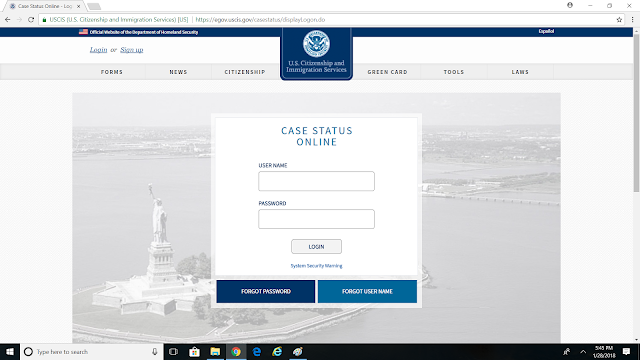 Check service request status on USCIS