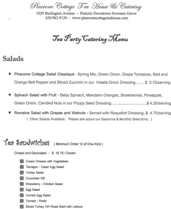 Birthday Tea Party: Tea Party Menu