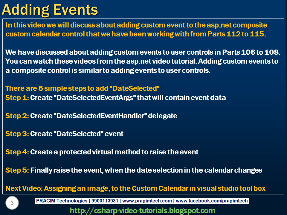 Sql Server Net And C Video Tutorial Part 116 Adding Custom Events To Composite