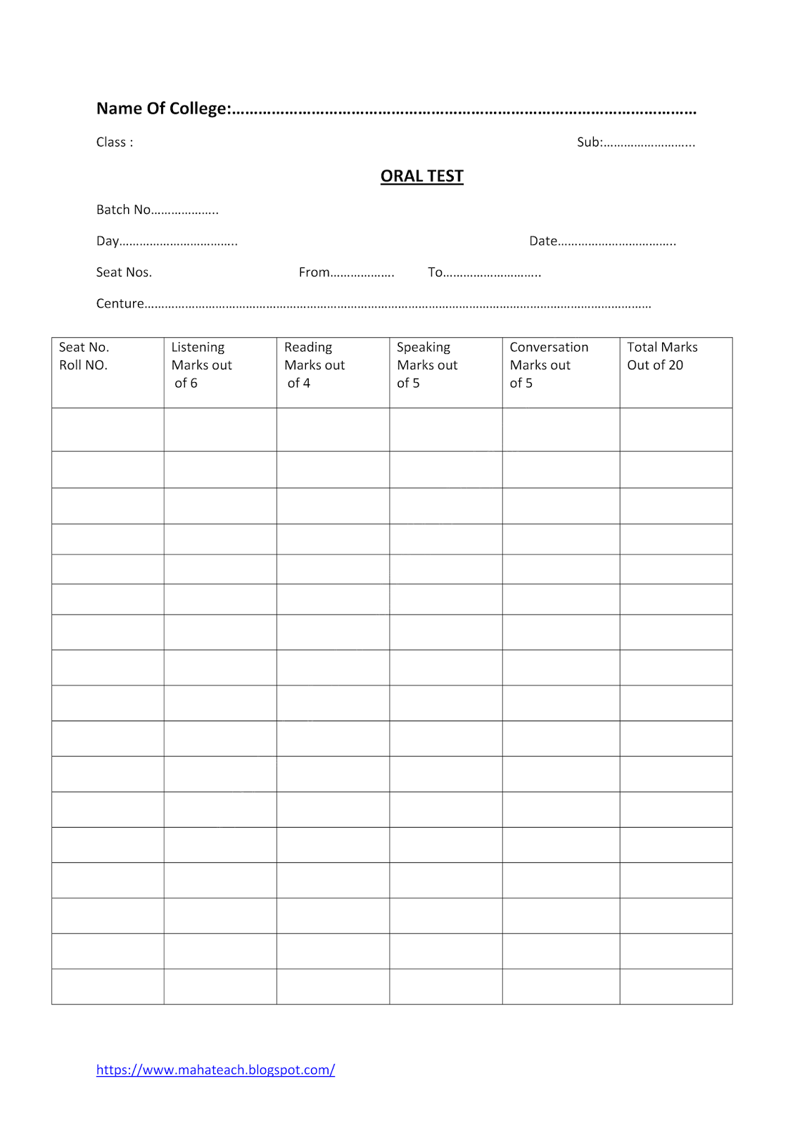 Maha Teach : Maharashtra High School and Junior College Teacher : Oral ...