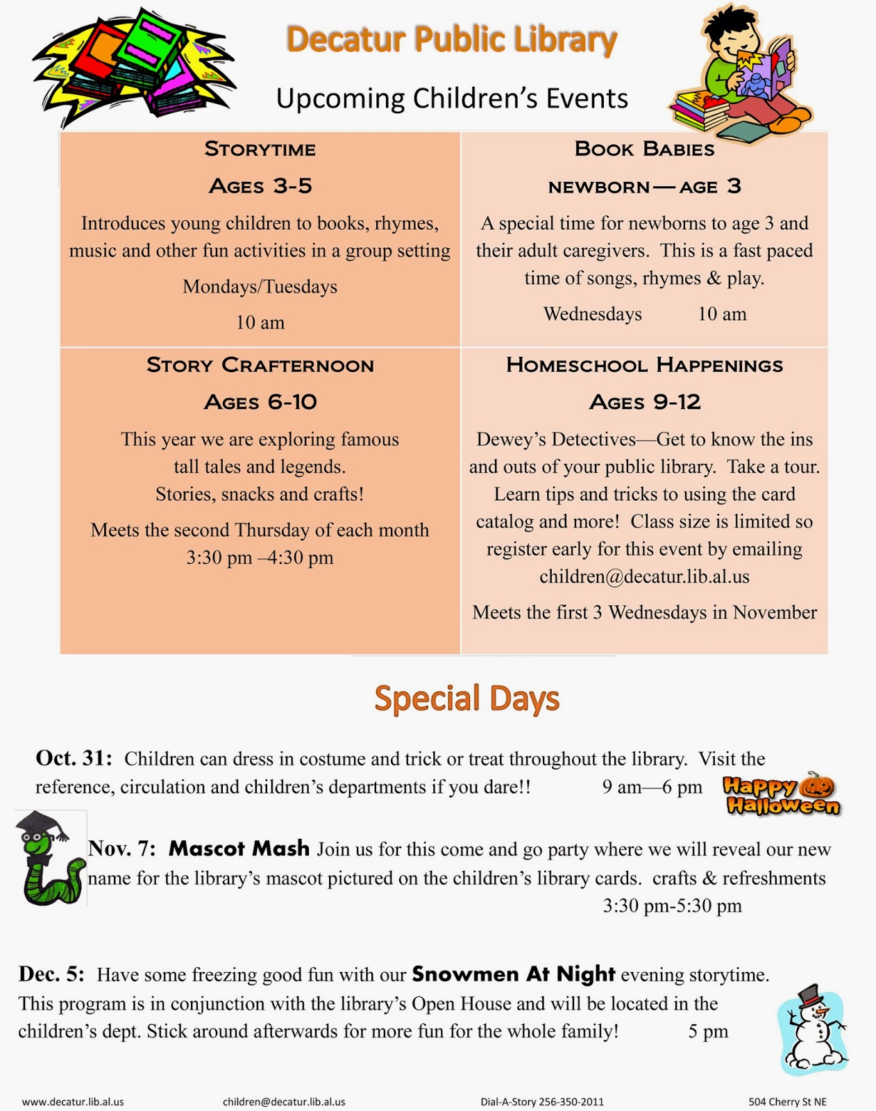 River City Readers for Kids: Upcoming Events