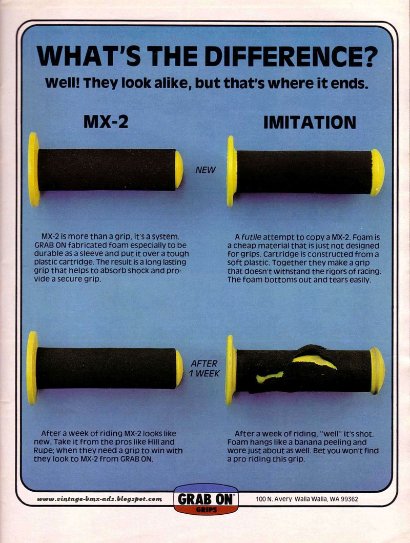 Vintage BMX Ads: GRAB ON GRIPS - WHAT'S THE DIFFERENCE?