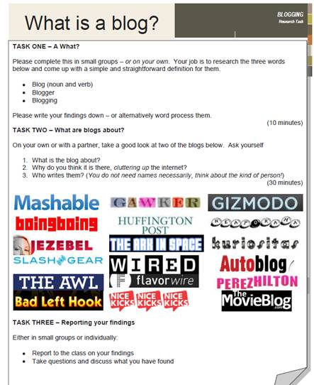 Teaching Resources For Me: What is a Blog? Teacher Resources/Handouts