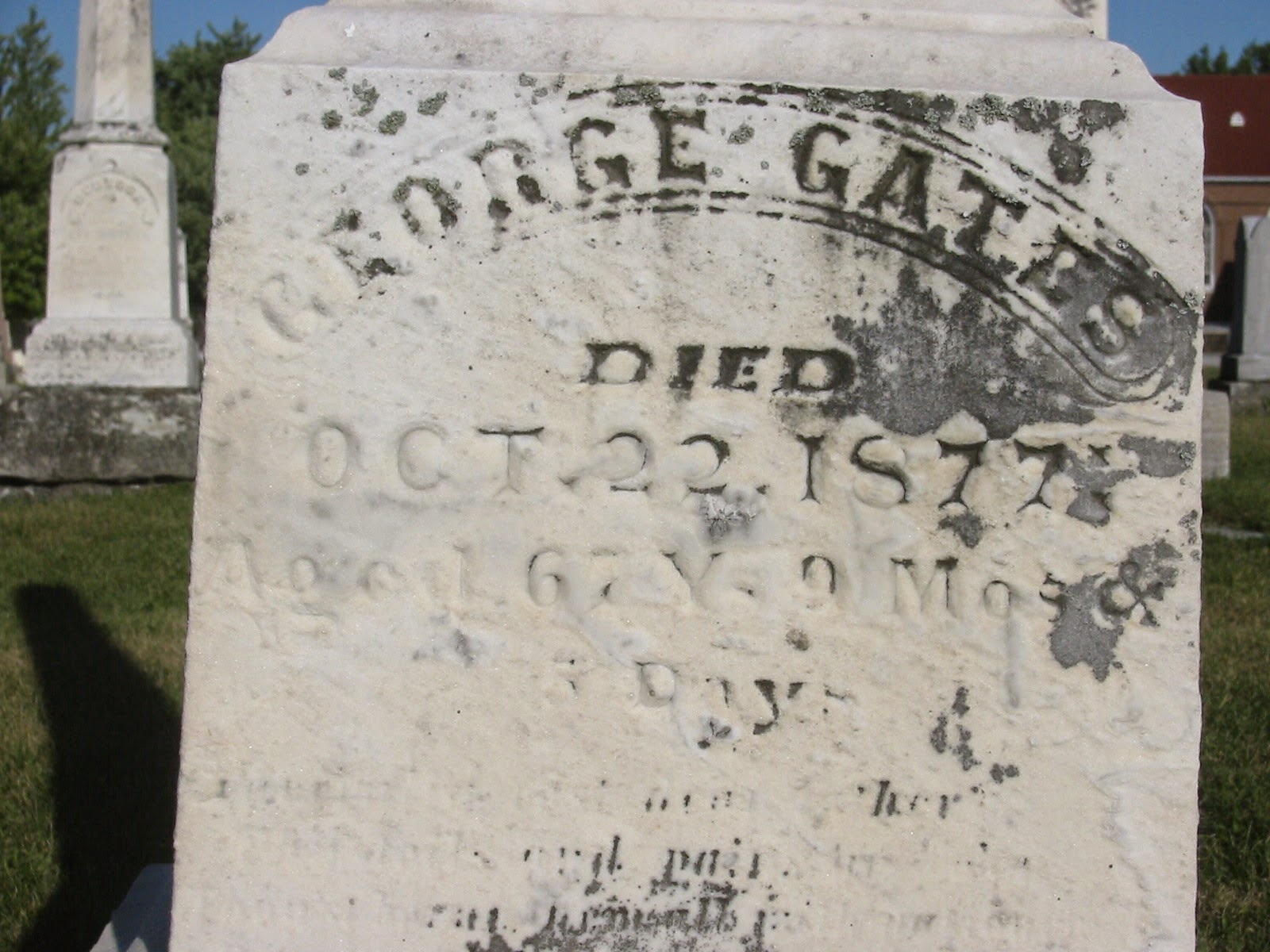 Genealogy Frame of Mind: Tombstone Tuesday - George Gates 1810-1877