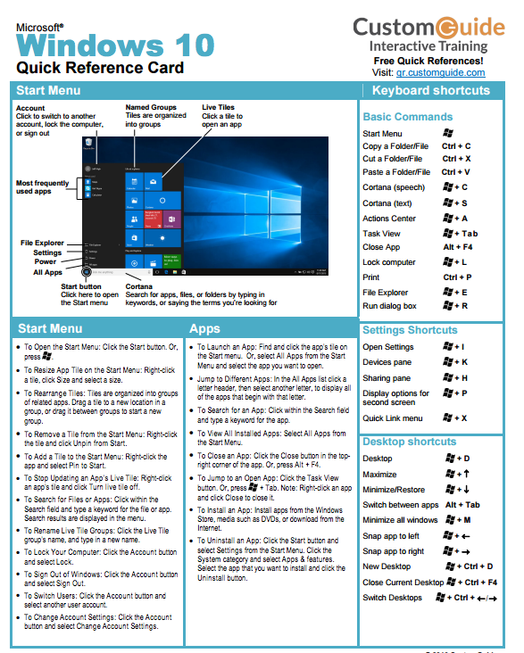 Windows 10 - video and reference guide.