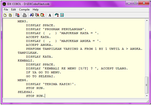 Anggi Yolanda Faradila: PROGRAM MENU PADA COBOL